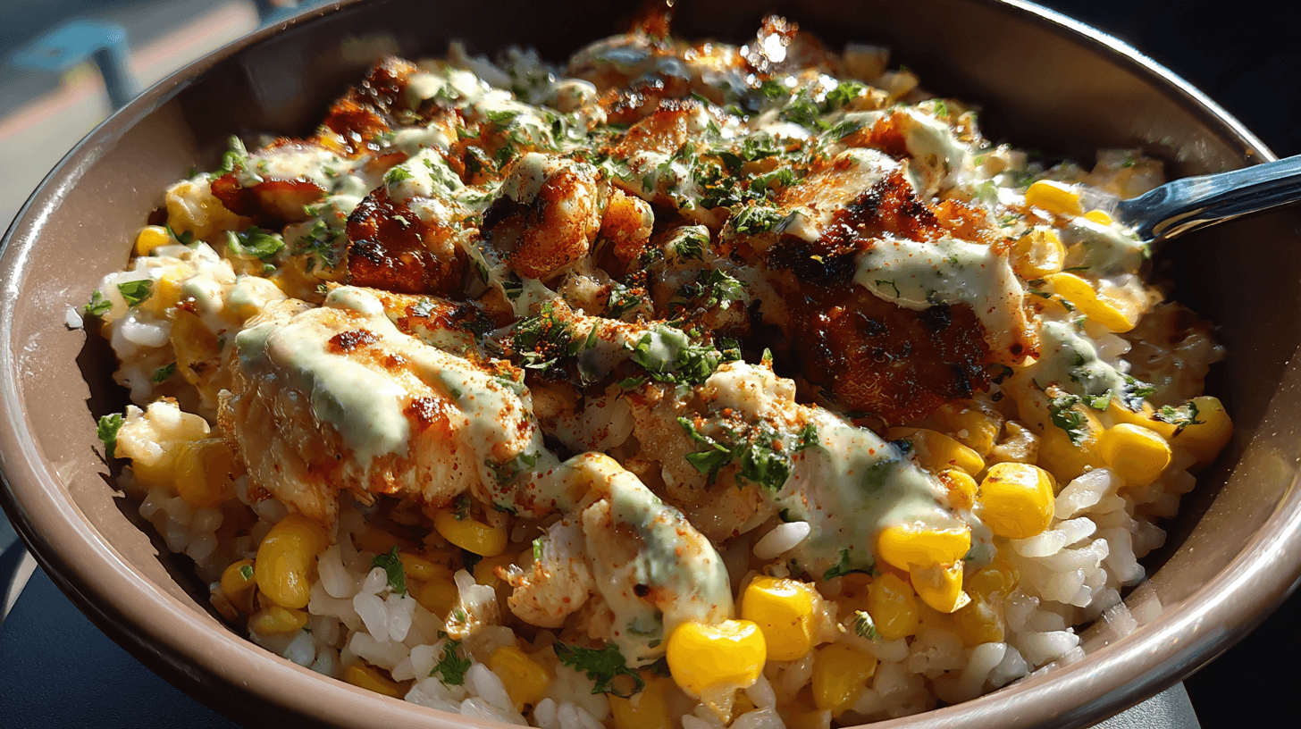Street Corn Chicken and Rice Bowl (Easy Weeknight Recipe) - The World Bites